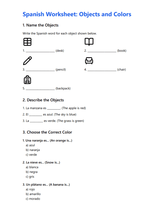 Free Spanish Worksheets for Beginners (With Answers)
