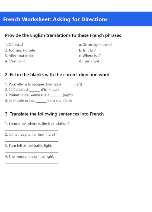 Free French Worksheets for Beginners (With Answers)