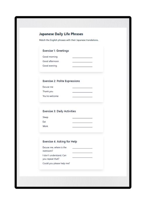 Free Japanese Worksheets for Beginners (With Answers)