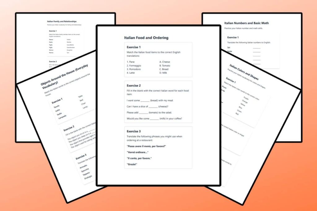 Free Italian Worksheets for Beginners (With Answers)