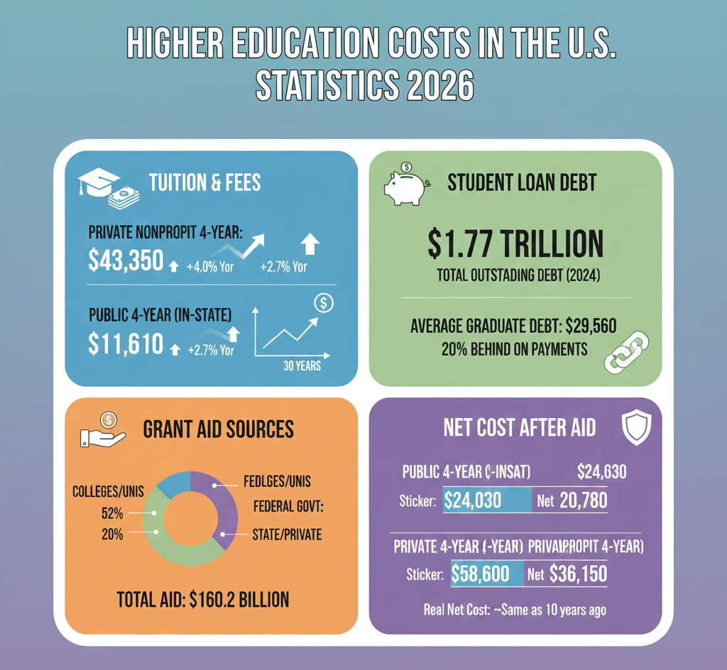 Higher Education Costs in the U.S. Statistics 2026 | LingoBright